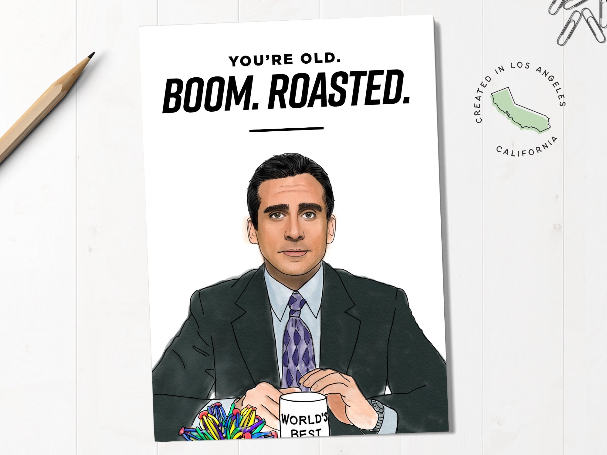 Boom Roasted Michael Scott Funny Office Birthday Card - Etsy
