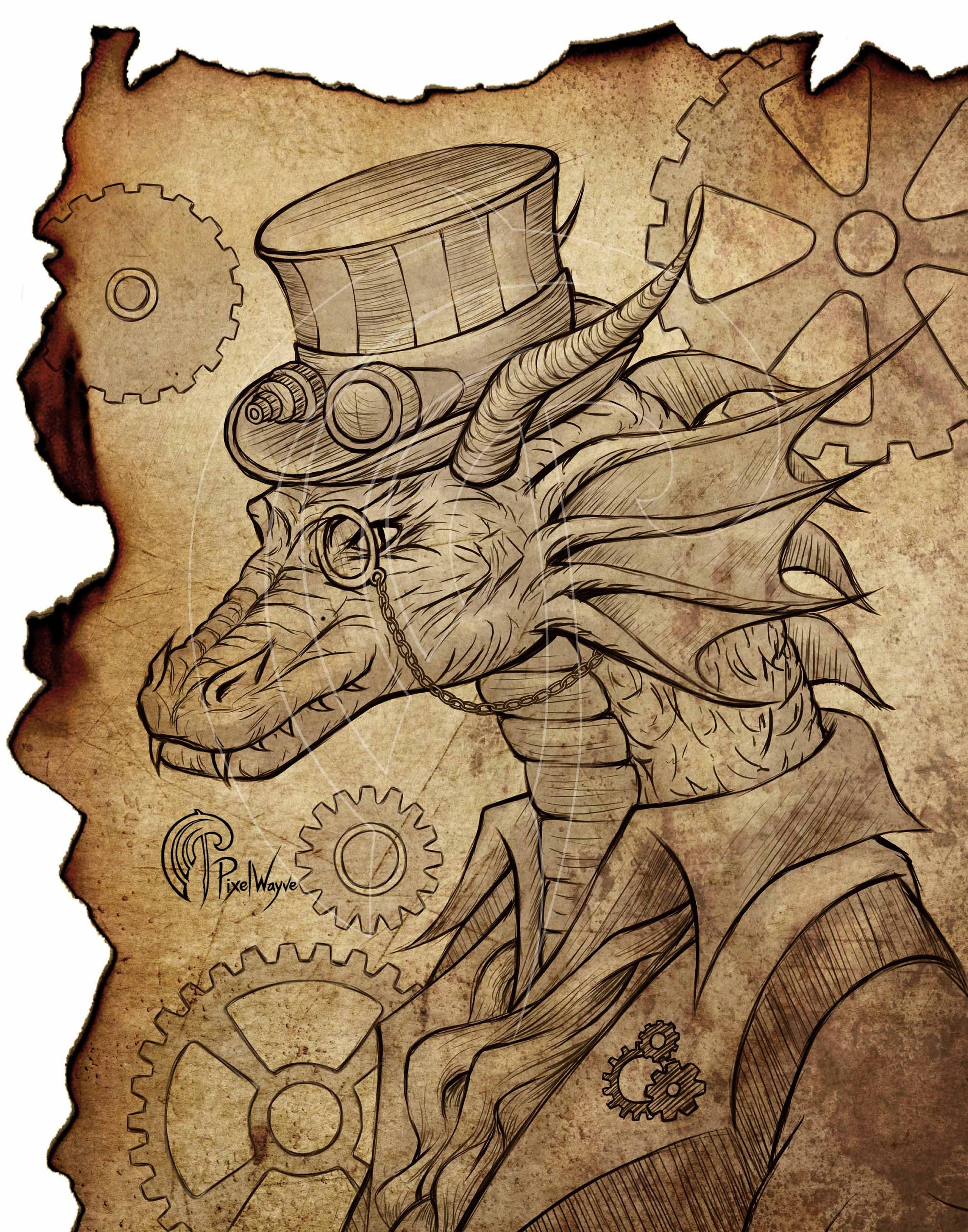 Steampunk Dragon Drawing