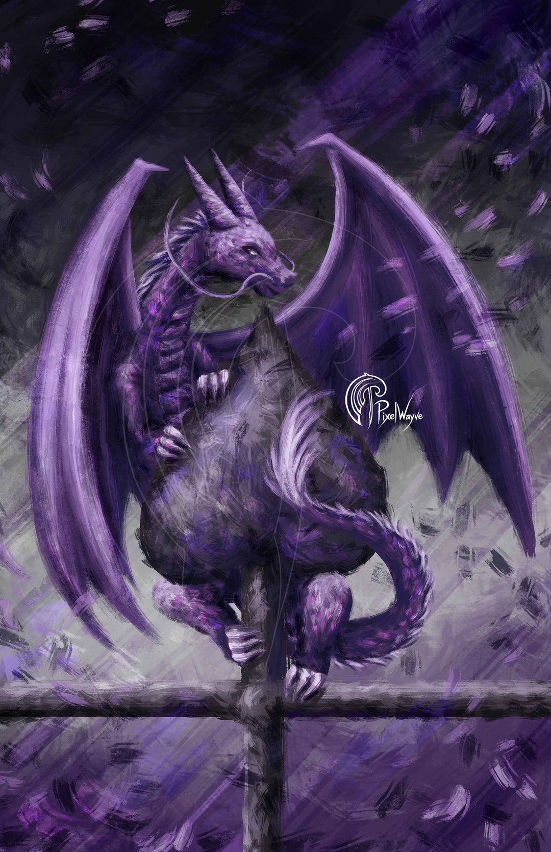 Purple Ace Dragon Print - Etsy