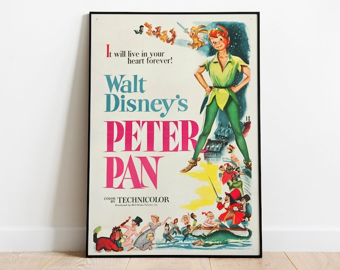 Peter Pan Vintage Poster- Kids Room- Canvas Poster- Wall Decor - Etsy