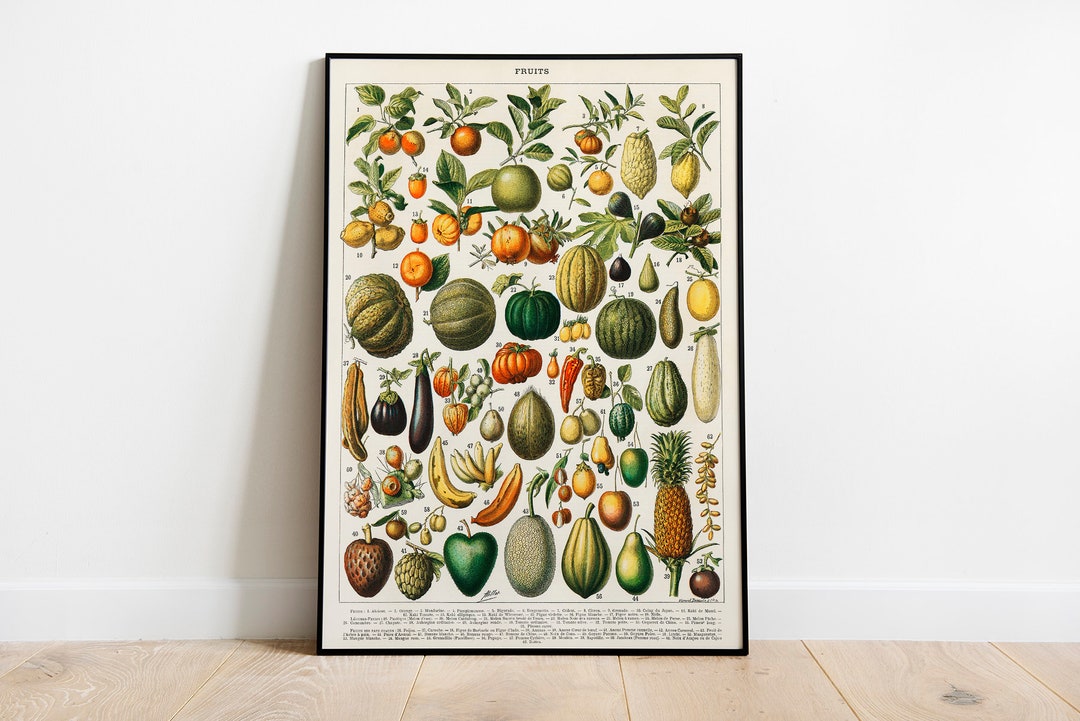 Fruits and Vegetables Poster - Vintage Kitchen Decor - Rustic Wall ...