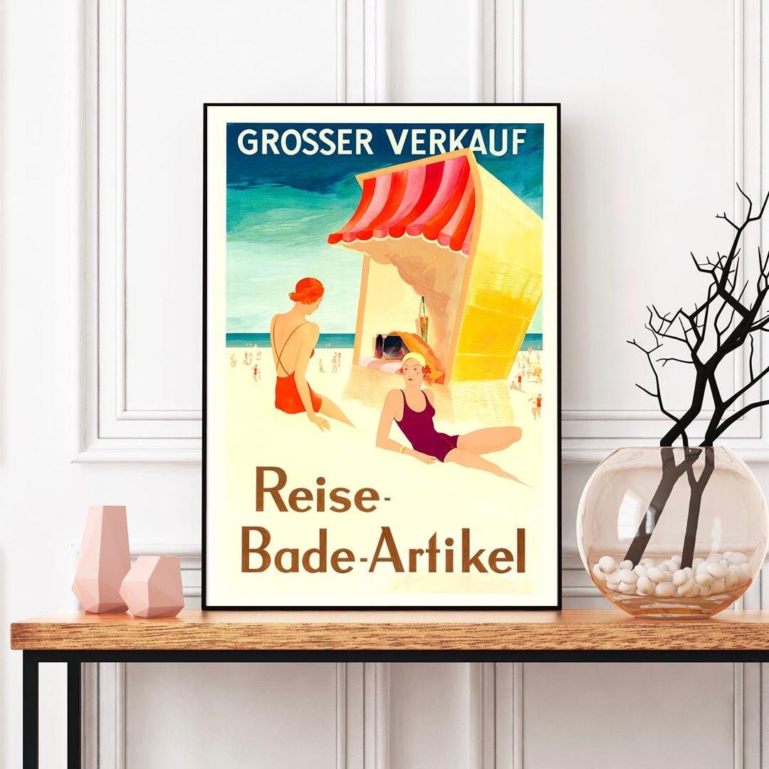 Vintage Beach Fashion Poster - 1930s Swimsuit Ad - Vintage Summer ...