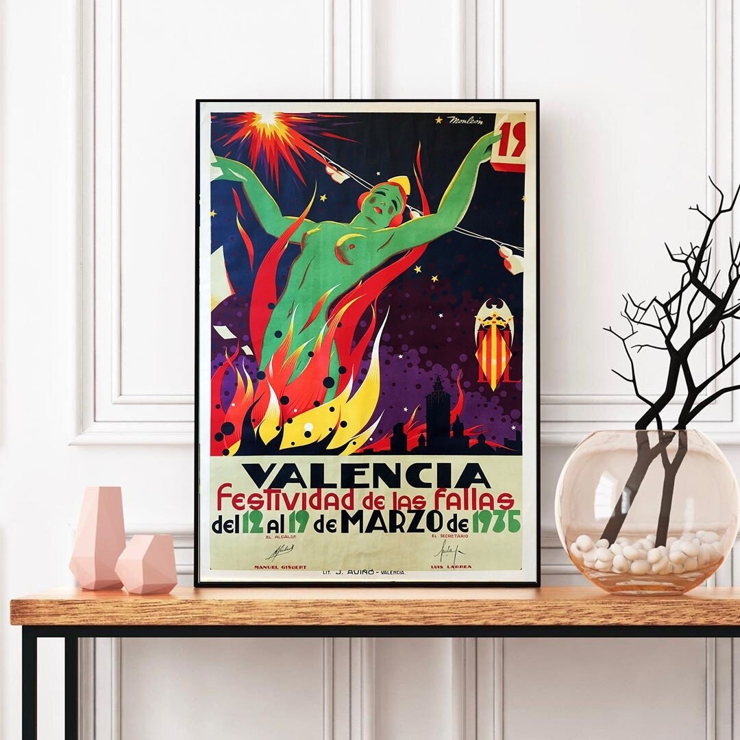 Fallas Valencia Posters - Retro Spanish Festival Art - Vintage Travel ...