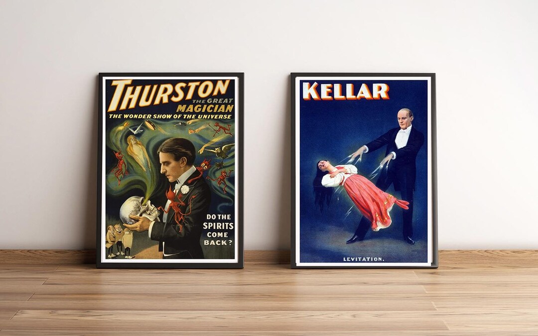 Vintage Magic Poster Set - Thurston & Kellar Prints | Magician Wall ...