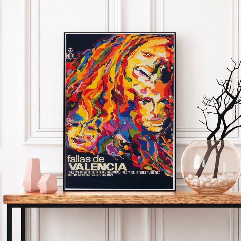 Fallas Festival Vintage Poster Set - Spain Travel Wall Art - Retro ...