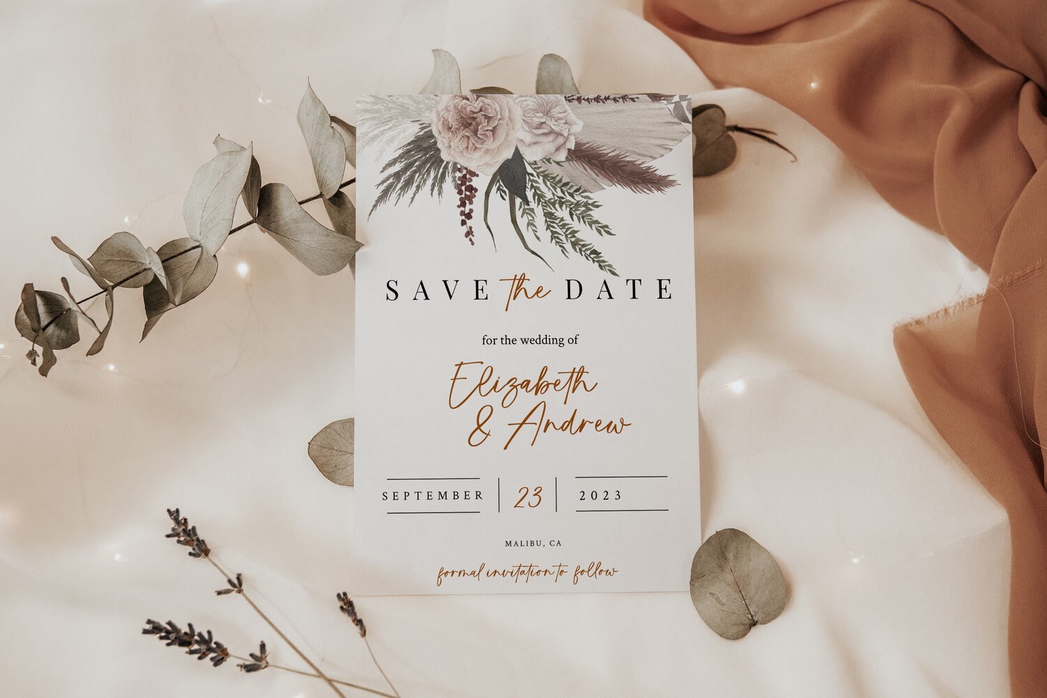 Boho Save the Date | Boho Terracotta | Wedding Save the Date | Wedding ...