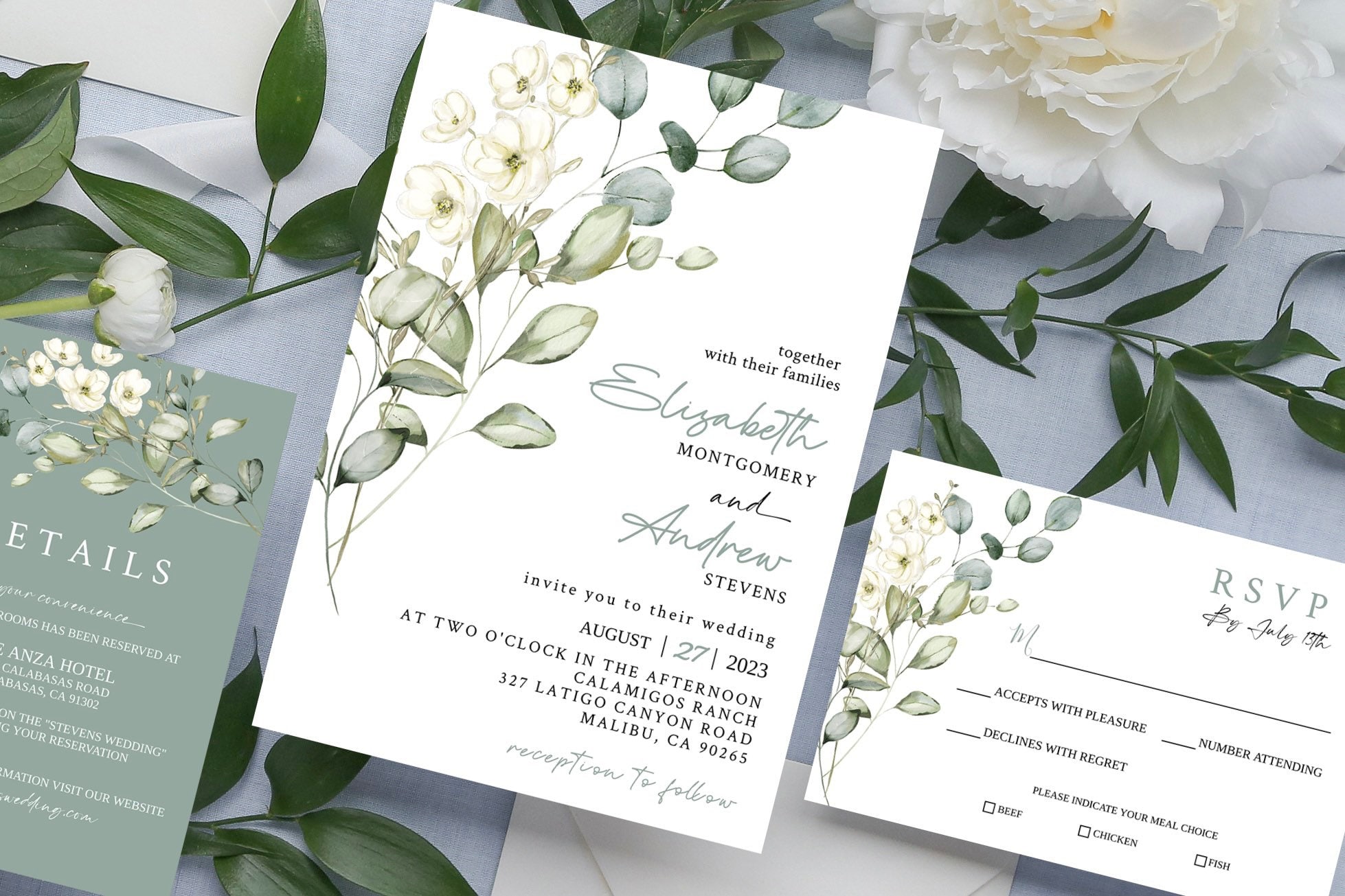 Sage Wedding Invitation | Sage Green | Sage Wedding Invites | 3 Piece ...
