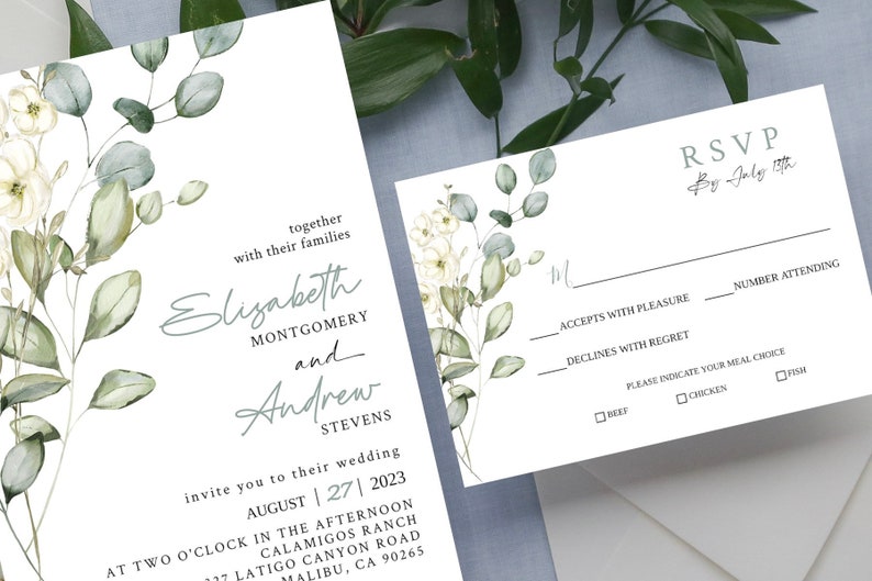 Sage Wedding Invitation | Sage Green | Sage Wedding Invites | 3 Piece ...