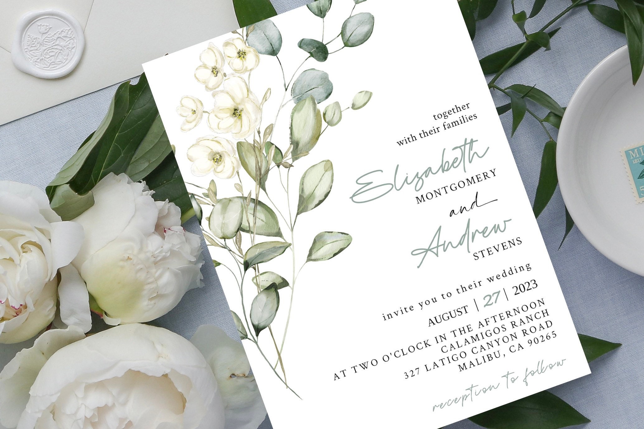 Sage Wedding Invitation | Sage Green | Sage Wedding Invites | 1 Piece ...