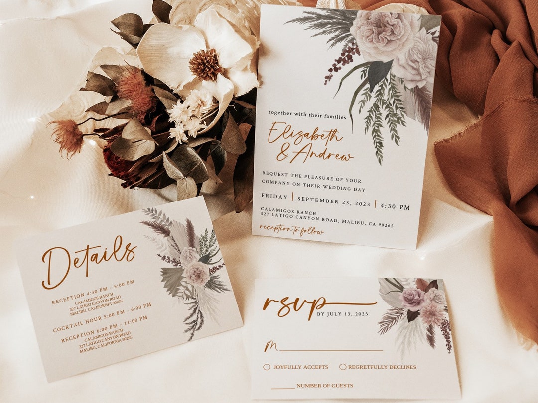 Boho Wedding Invitation | Boho Terracotta | Boho Wedding Invites | 3 ...