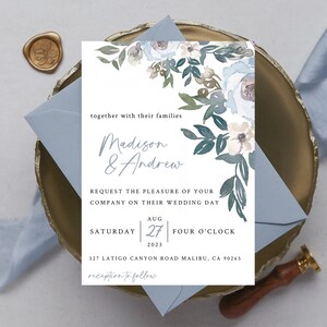 Dusty Blue Wedding Invitation Dusty Blue Classic Wedding - Etsy