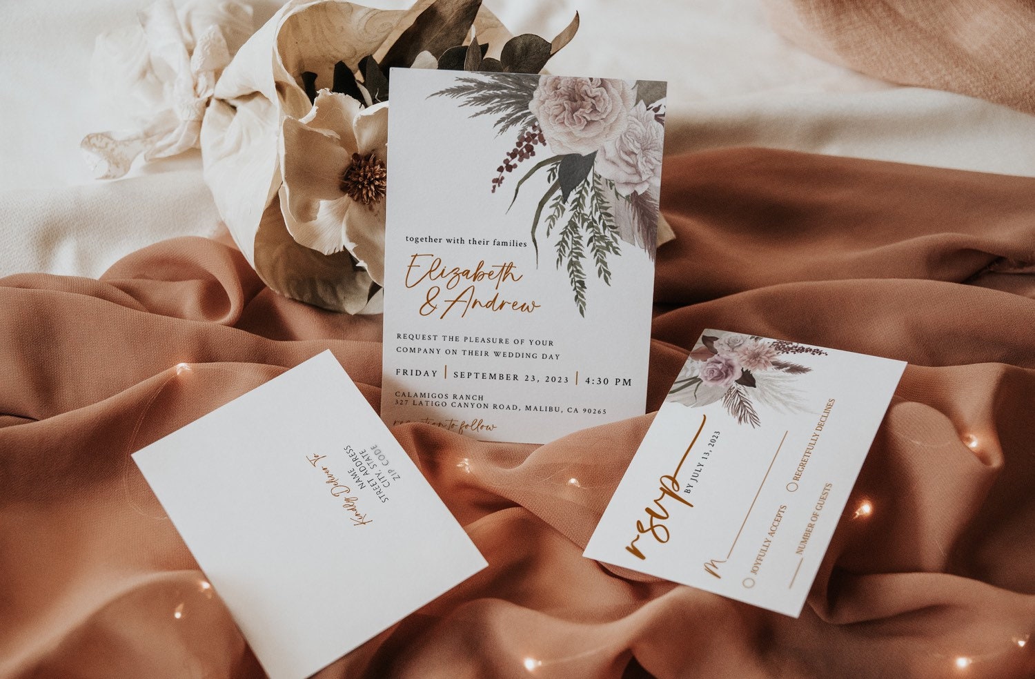 Boho Wedding Invitation | Boho Wedding Invites | Boho Terracotta | 2 ...