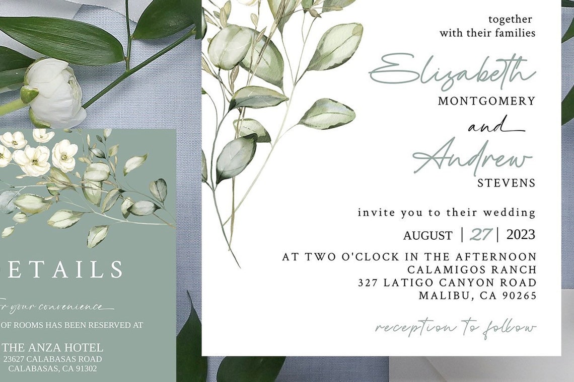 Sage Wedding Invitation | Sage Green | Sage Wedding Invites | 3 Piece ...