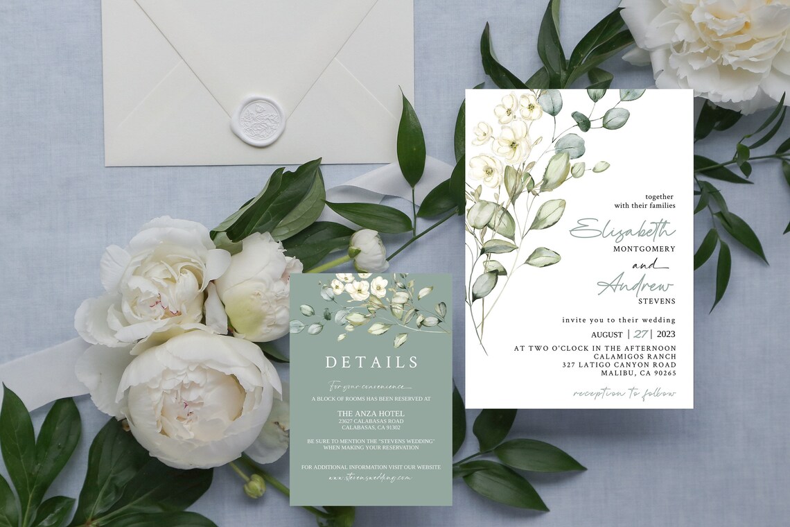Sage Wedding Invitation | Sage Green | Sage Wedding Invites | 3 Piece ...