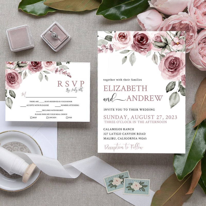 Roses Wedding Invitation - Etsy