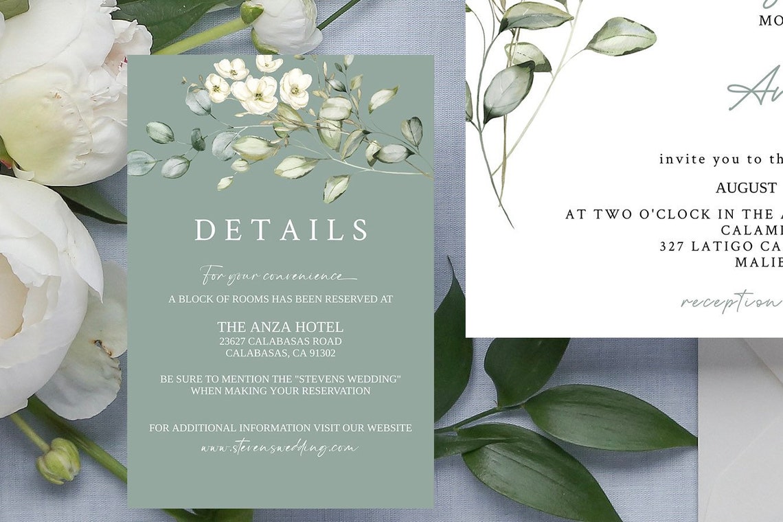 Sage Wedding Invitation | Sage Green | Sage Wedding Invites | 3 Piece ...
