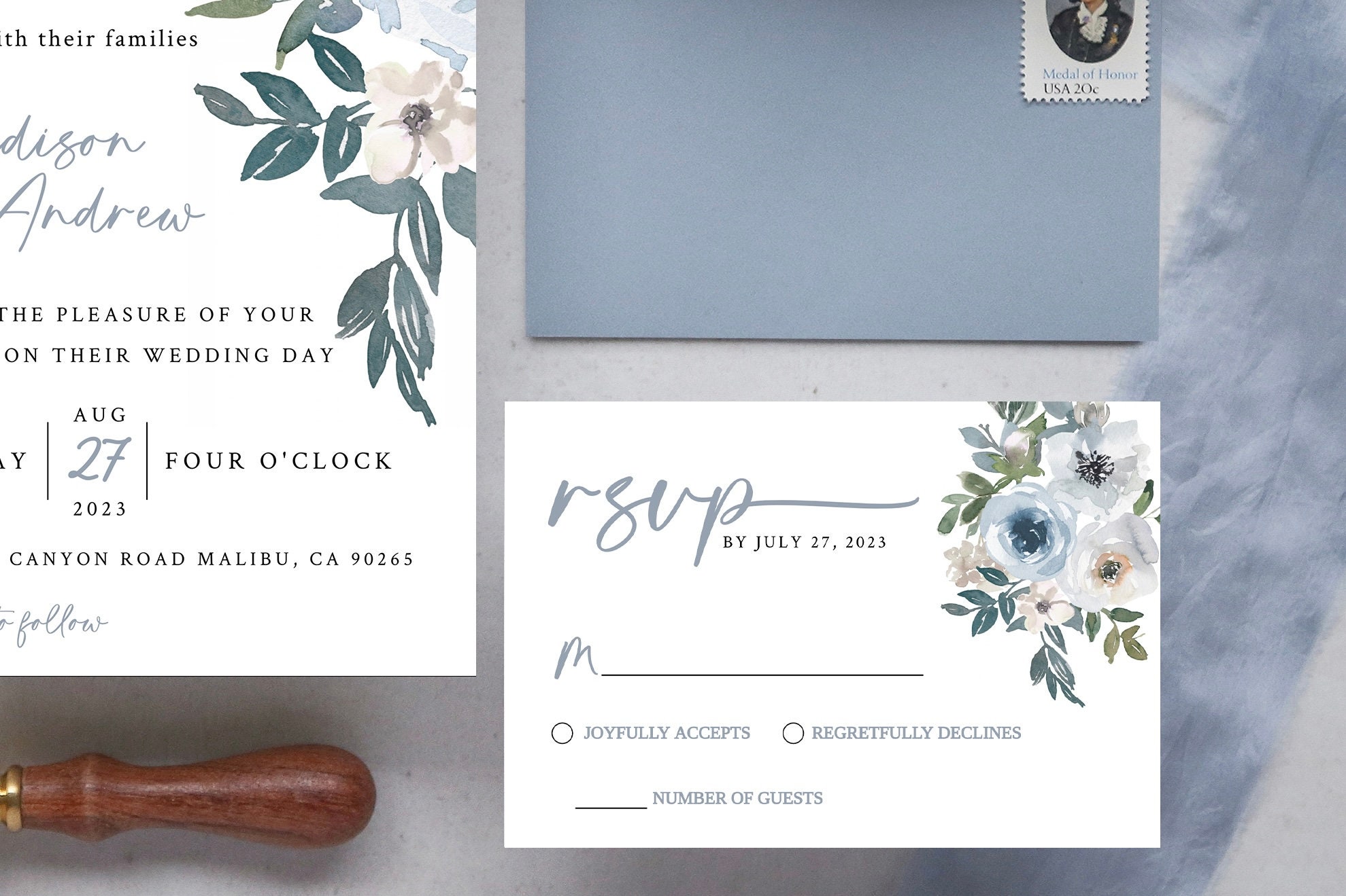 Dusty Blue Wedding Invitation | Dusty Blue | Classic Wedding Invites ...