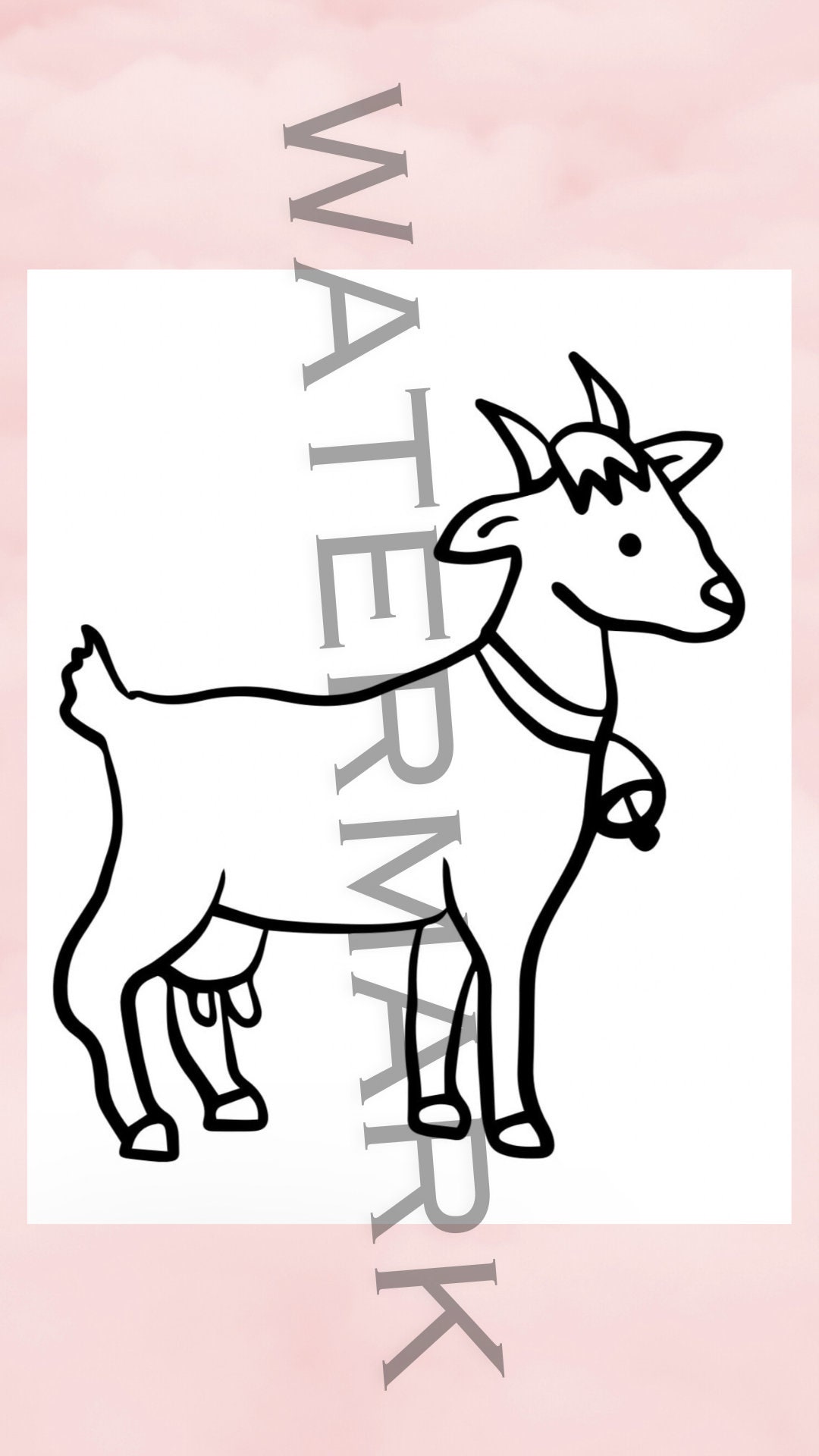 Goat Farm Animal Digital Coloring Page Svg PNG Jpg Tshirt Kids - Etsy