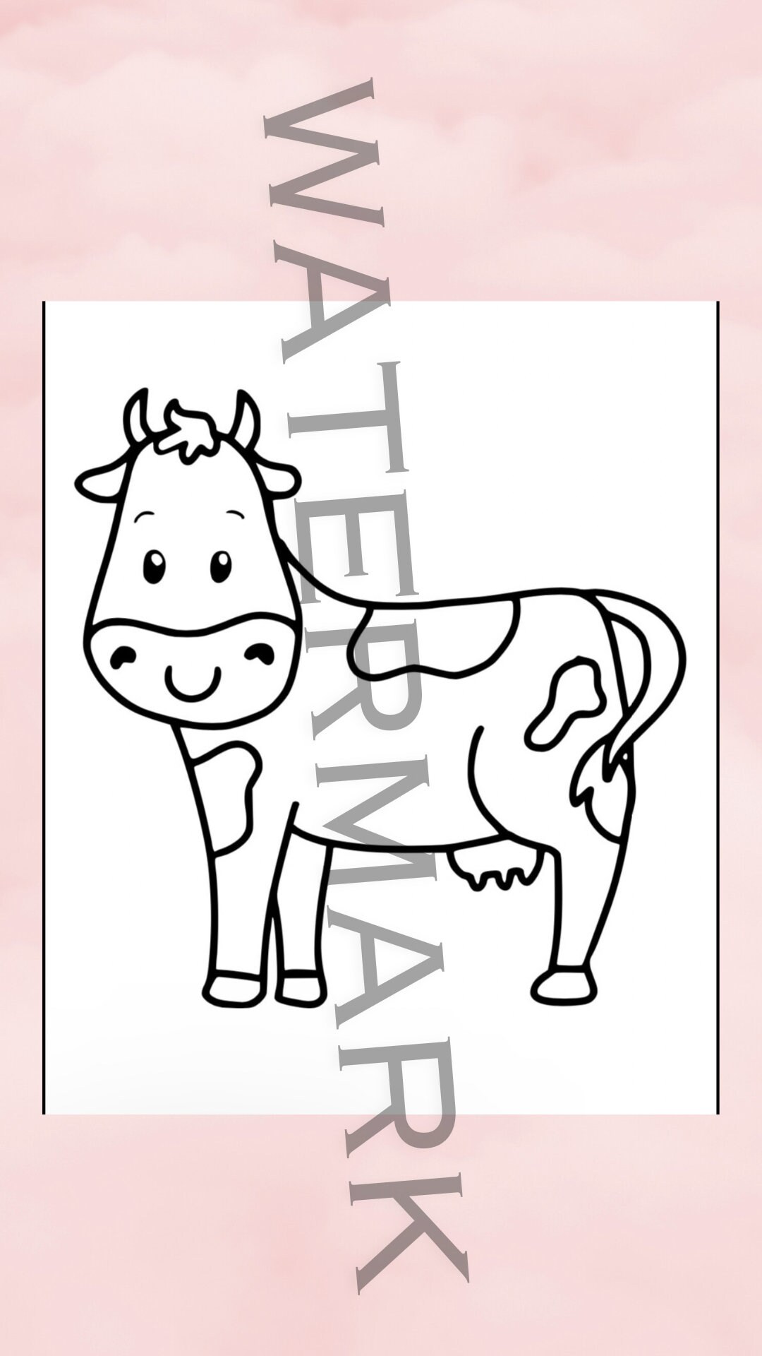 Cow Farm Animal Coloring Page Digital Design Image PNG Jpg Svg - Etsy