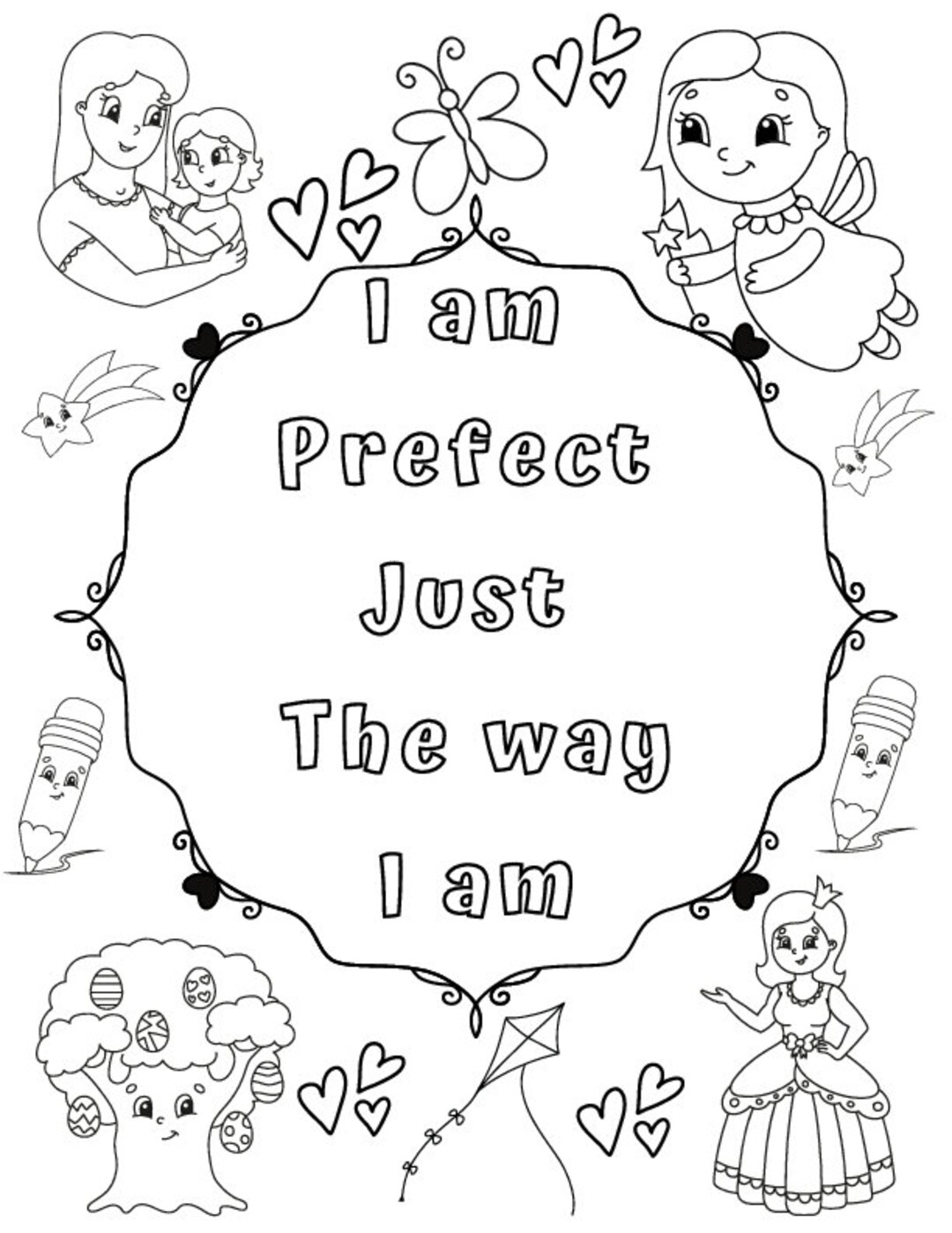 Positive Affirmation Coloring Page Kids Fun Activity PNG - Etsy Singapore