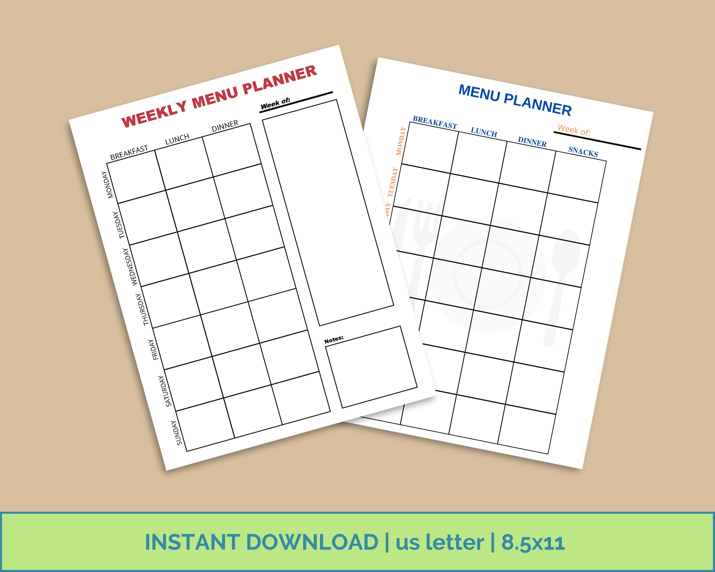Editable Weekly Meal Planner | Fillable PDF | Printable Meal Planner ...
