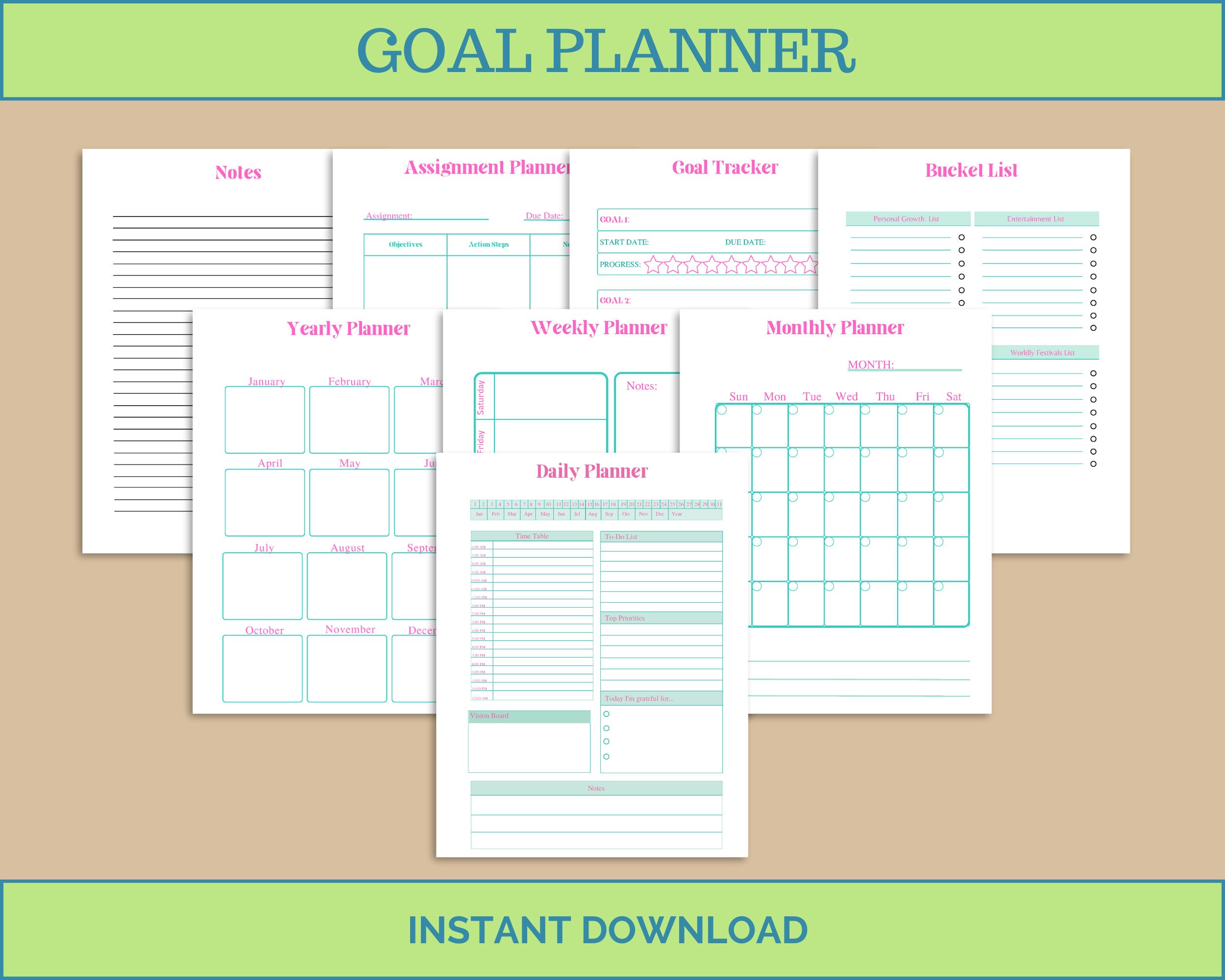Printable Planner Vision Board Goal Tracker Goal Planner - Etsy