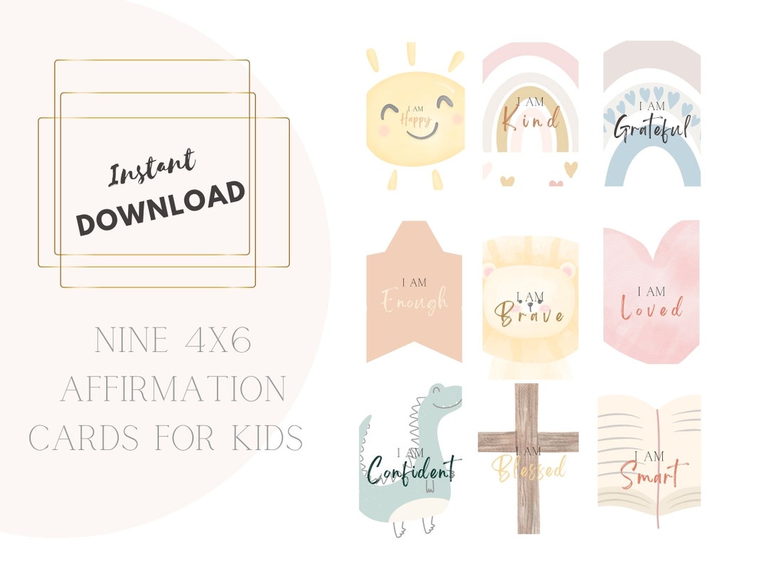 Printable Affirmation Cards for Kids, Motivational Cards, Positivity ...