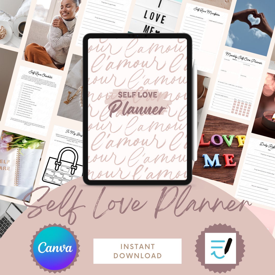 Self Love Printable Journal, Canva Editable Template, Goodnotes ...