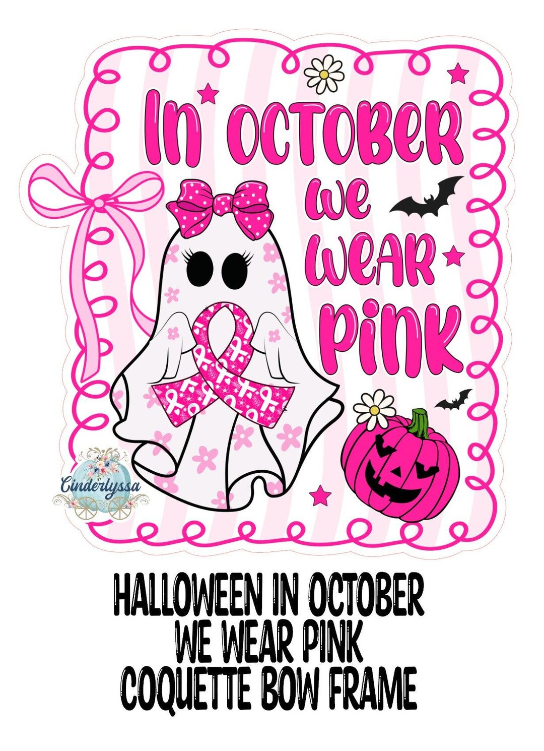 Halloween in October We Wear Pink Coquette Bow Frame Cardstock Silicone ...
