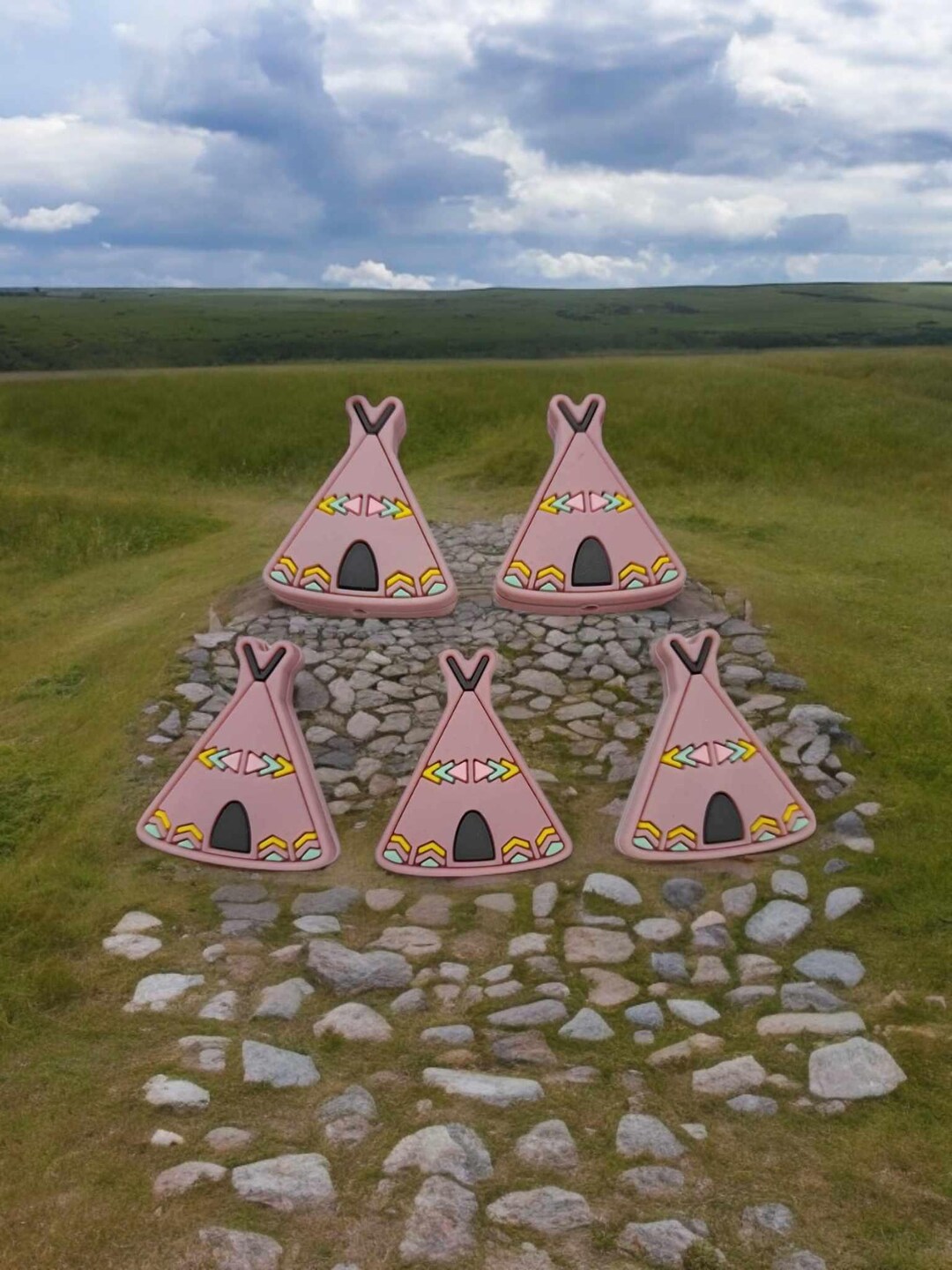Teepee Pink With Aztec Patterns Silicone Focal Bead - 0916 - Etsy