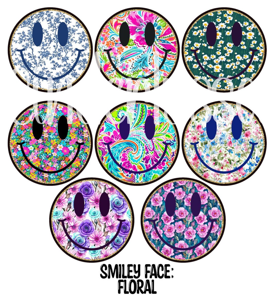 3 Inch Round Smiley Face: Floral Cardstock Only for Freshies - NO MOLD ...