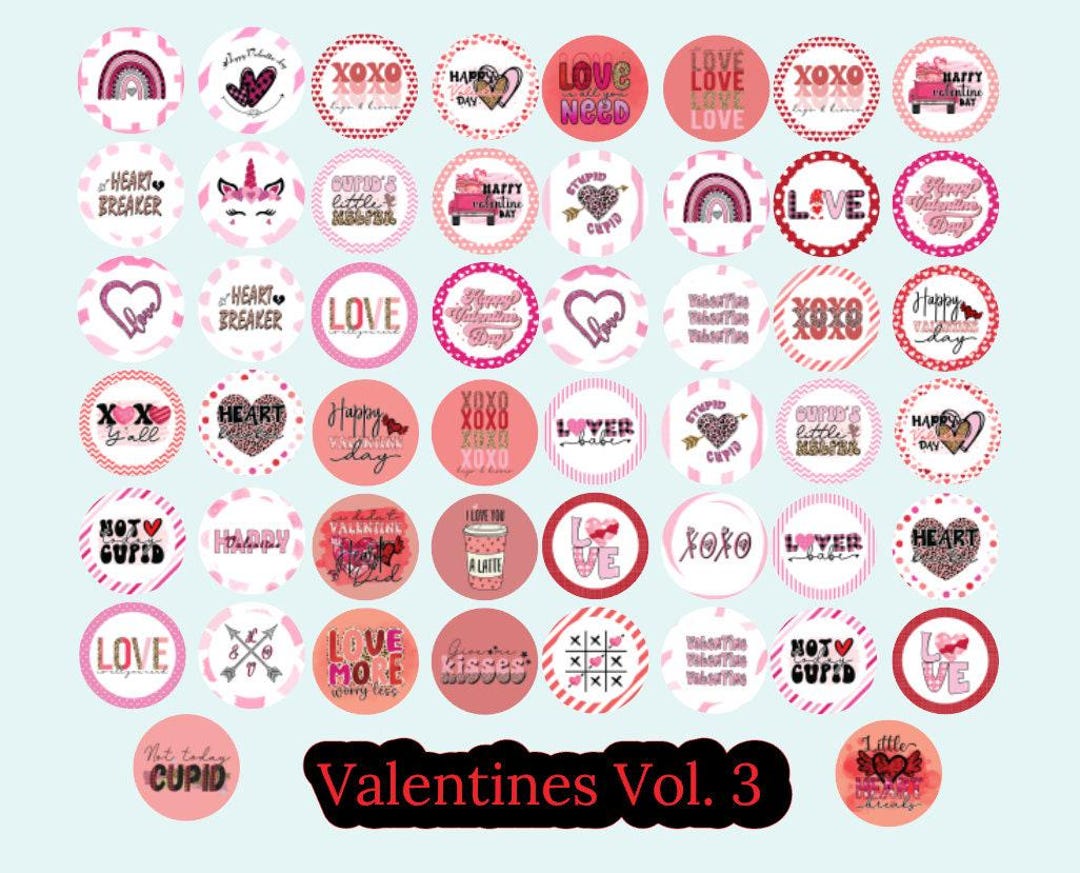 3 Inch Round Valentines Day Vol. 3 Cardstock Only for Freshies: for ...