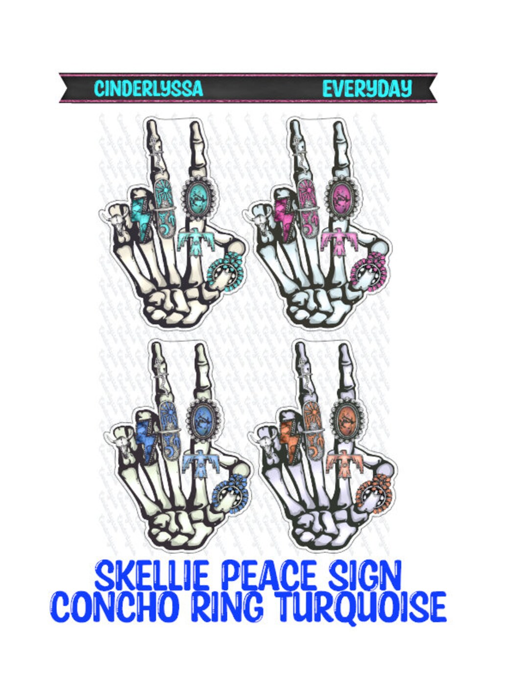 Skellie Peace Sign Hand Concho Ring Turquoise Western Silicone Mold ...