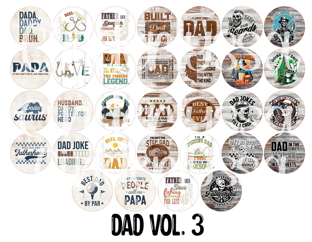3 Inch Round Dad Vol. 3 Cardstock Only for Freshies: for Aroma Bead ...