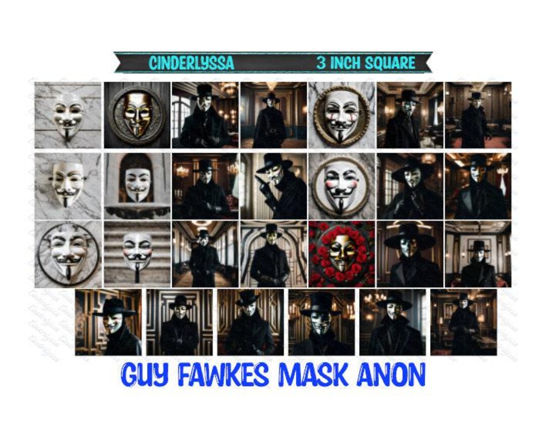 3 Inch Square: Guy Fawkes Mask Anon Theme Cardstock/picture With ...