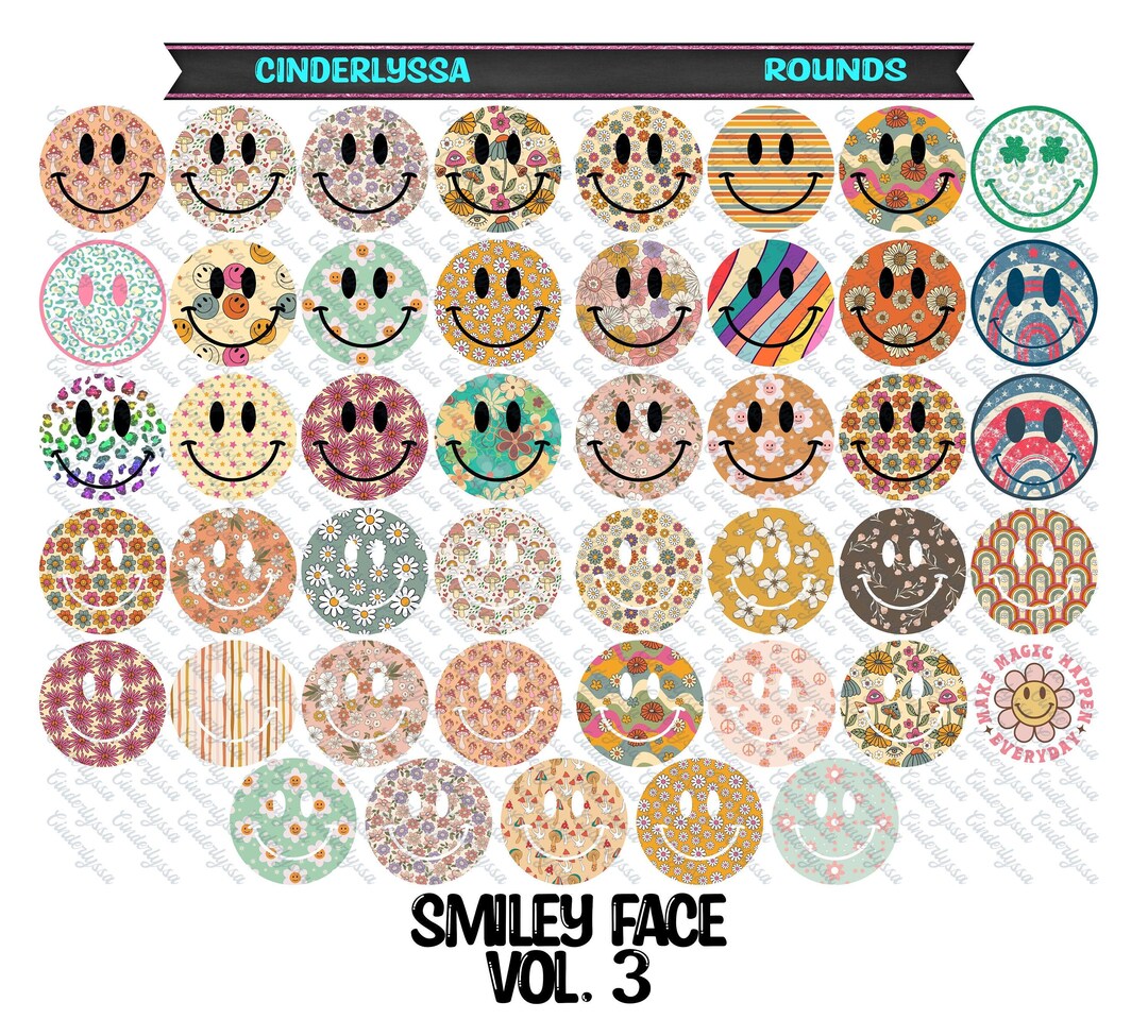 3 Inch Round Smiley Face: Vol. 3 Cardstock Only for Freshies -NO MOLD ...