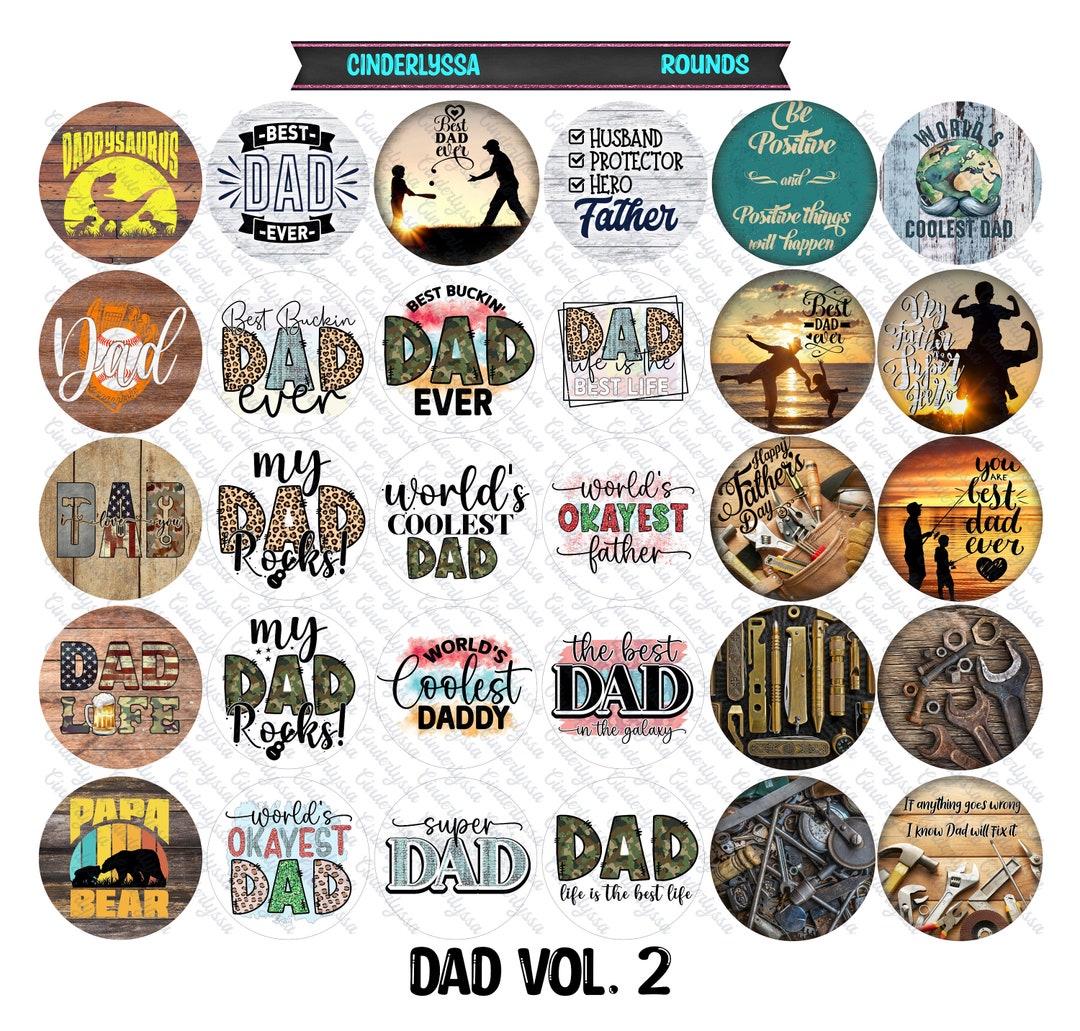 3 Inch Round Dad Vol. 2 Cardstock Only for Freshies -NO MOLD: Silicone ...