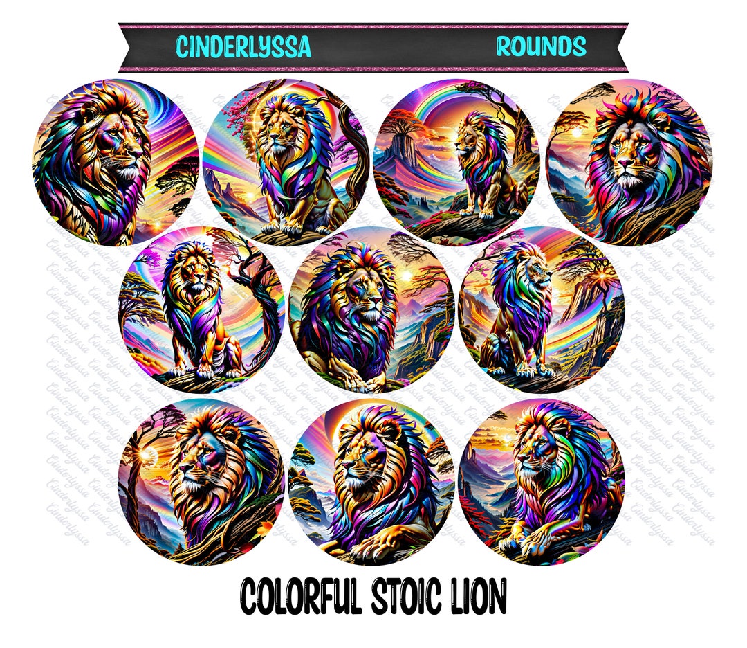 3.75 Inch Round: Colorful Stoic Lion for Silicone Mold, for Aroma Bead ...