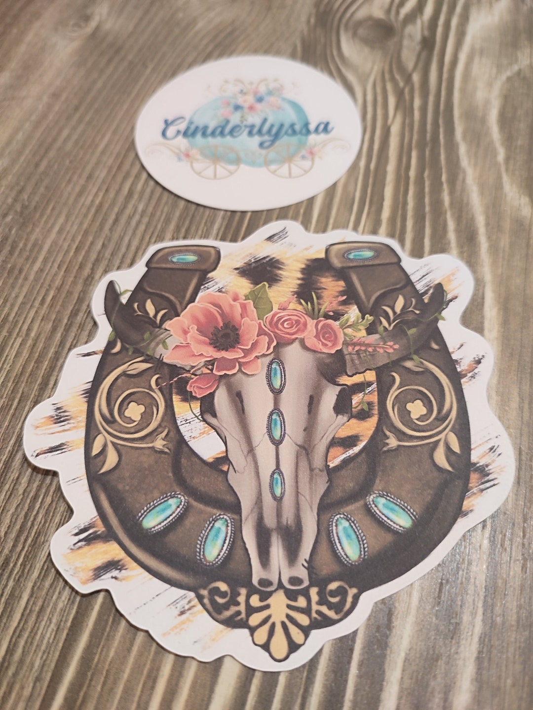 Horseshoe: Bull Skull With Flowers and Gemstones Silicone Mold, Aroma ...