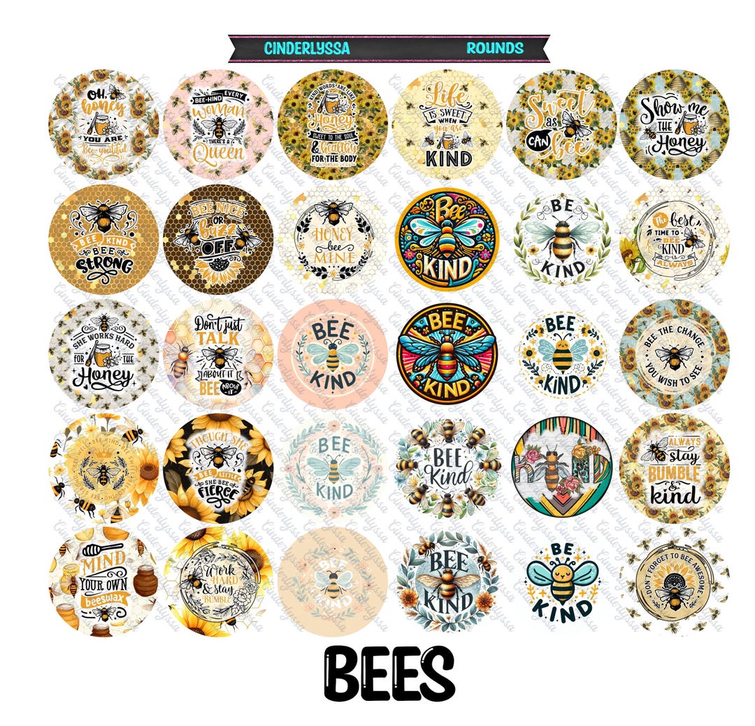 2.5 Inch: Bees Round Cardstock Only for Freshies Cardstock Silicone ...