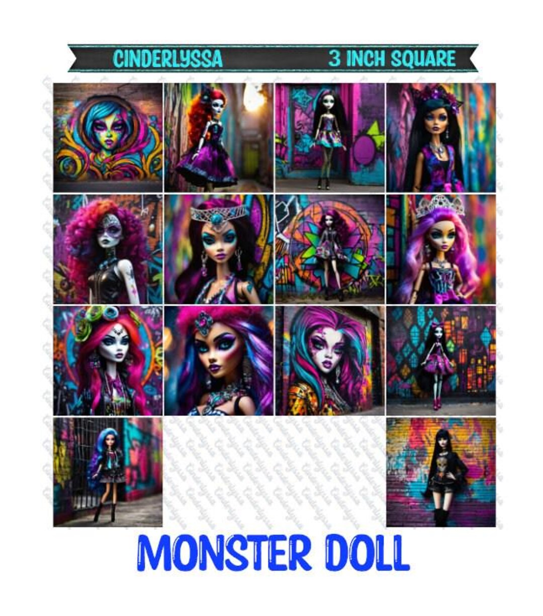 3 Inch Square: Monster Doll Theme Cardstock/picture With Beveled Edge ...