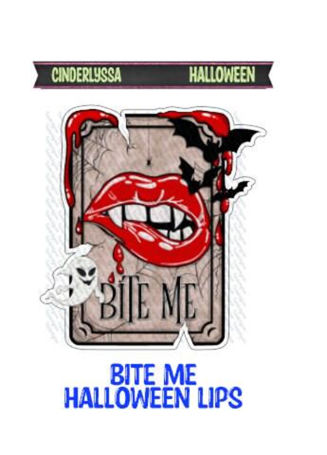 Bite Me Halloween Lips Card With Ghosts and Bats Cardstock Silicone ...