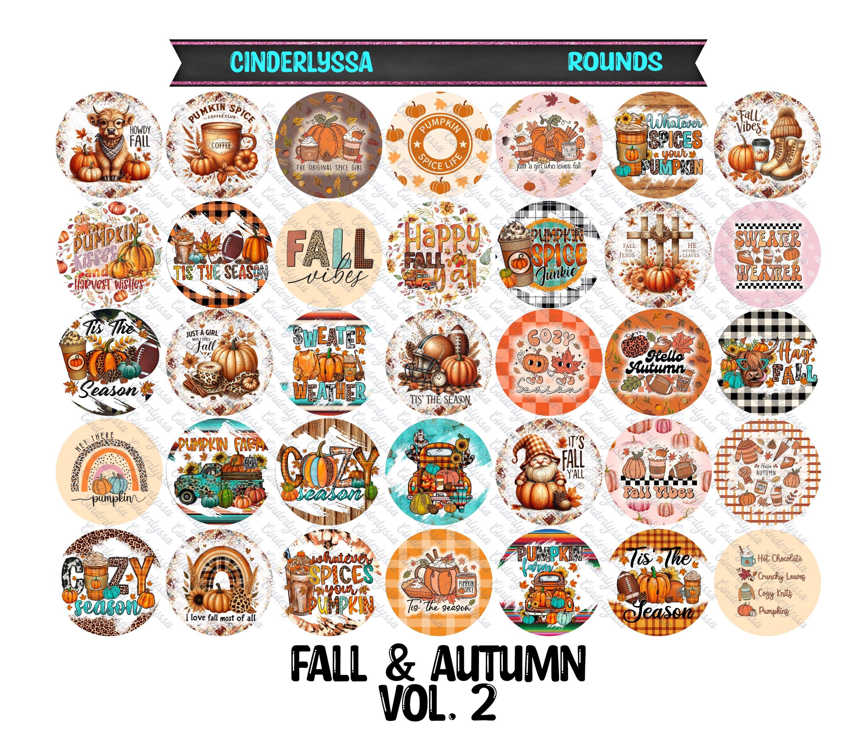 2.5 Inch Round Fall & Autumn Vol. 2 Cardstock Only for Freshies: Aroma ...