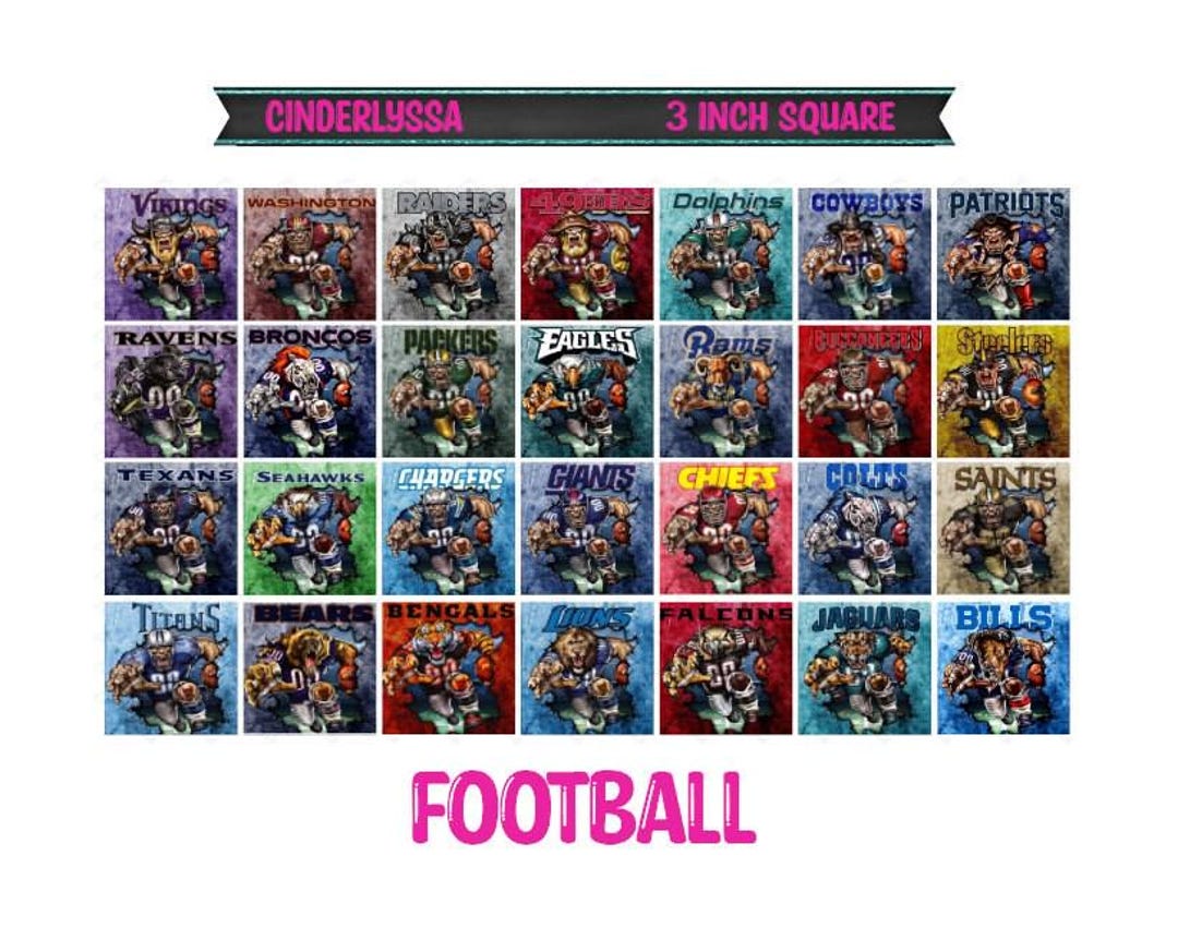 3 Inch Square: Football Theme Cardstock/picture With Beveled Edge ...