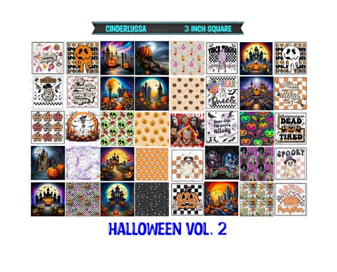 3 Inch Square: Halloween Vol. 2 Theme Cardstock/picture With Beveled ...