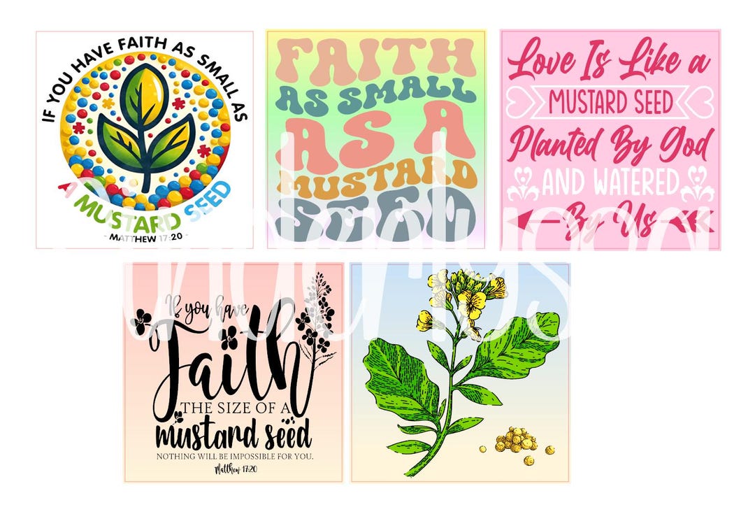 3 Inch Square: Mustard Seed Theme Cardstock/picture With Beveled Edge ...
