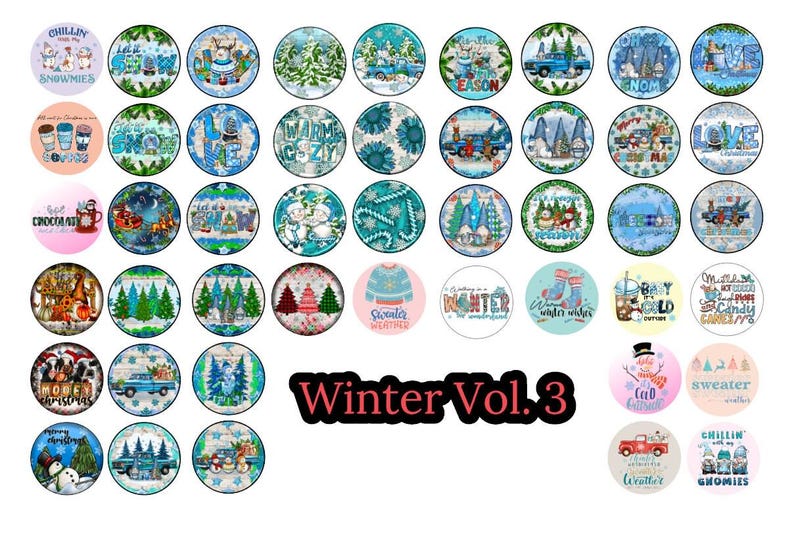 3 Inch Round Winter Vol. 3 Cardstock Only for Freshies: for Aroma Bead ...
