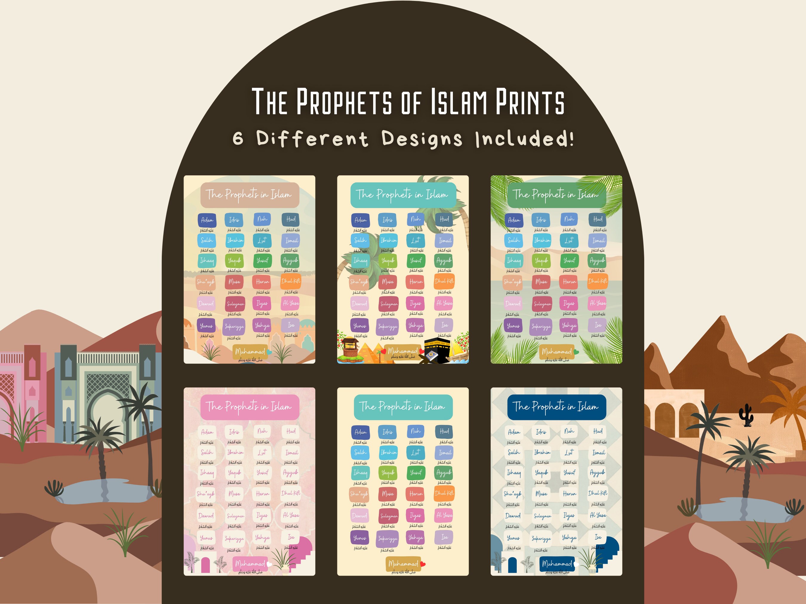 The Prophets in Islam Digital Print Includes 6 Different Prints Wall ...