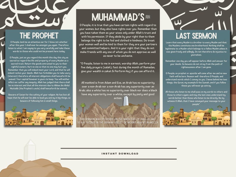 Prophet Muhammad’s Last Sermon Print – A4 Islamic Wall Art | Digital ...