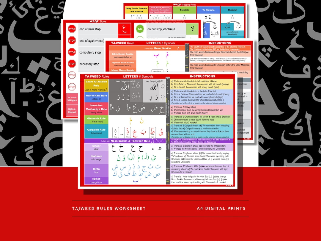 Tajweed Rules Worksheets, Transform Your Recitation, Each Tajweed Rule ...
